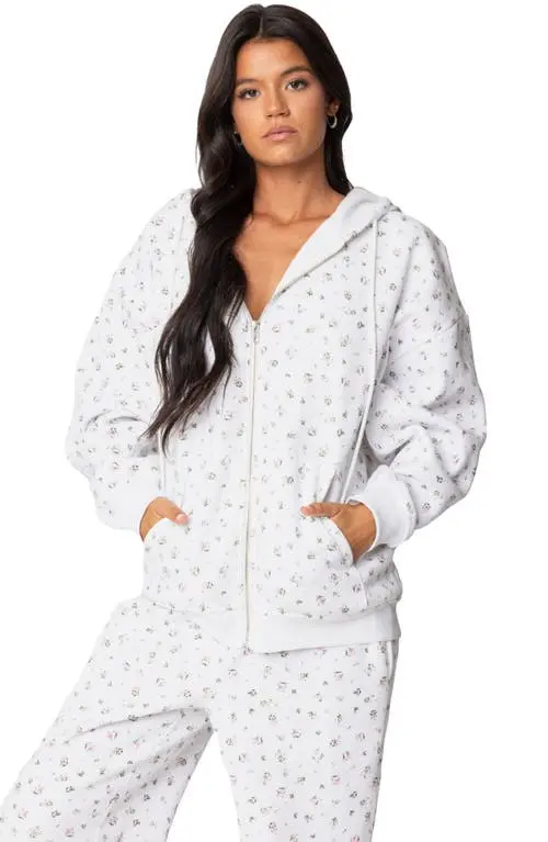 EDIKTED Bouquet Oversized Zip-up Hoodie