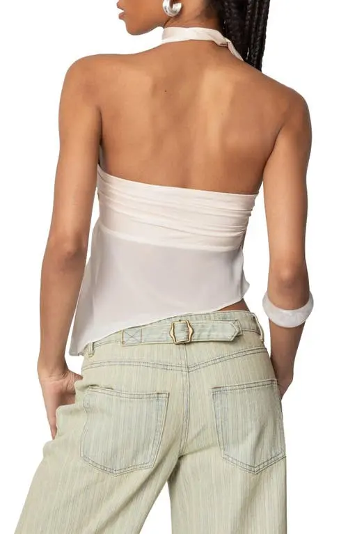 EDIKTED Asymmetrical Satin Tube Top & Scarf Set