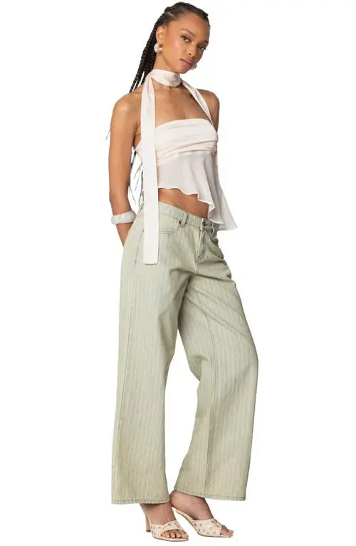 EDIKTED Asymmetrical Satin Tube Top & Scarf Set
