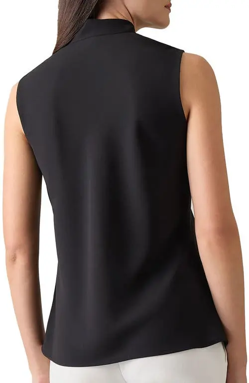 KASPER Sleeveless Tie-neck Top - Black