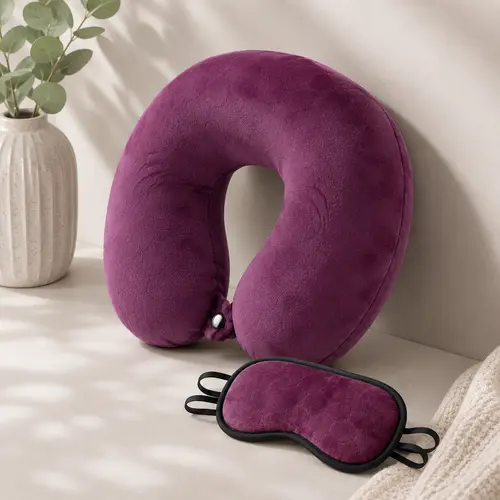 PURSONIC 2 Memory Foam Travel Pillows With Sleep Masks