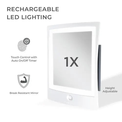 ZADRO Fogless Lighted Shower Mirror With Mount & Rechargeable