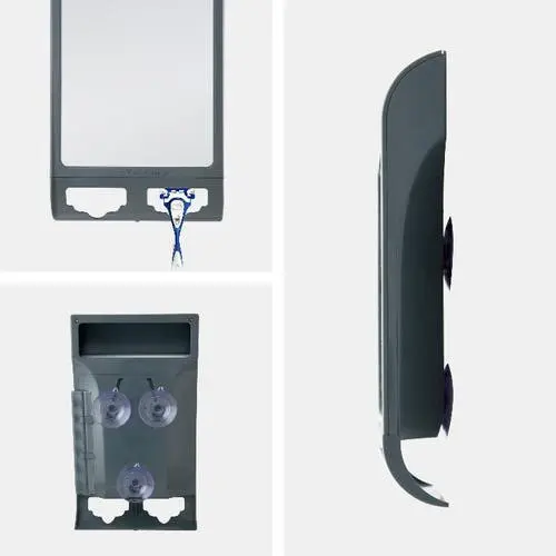 ZADRO Fogless Shower Mirror With Razor Holder & Squeegee - Gray