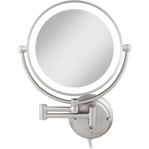 ZADRO Glamour Lighted Wall Mounted Makeup Mirror With 5x Magnification - Satin Nickel
