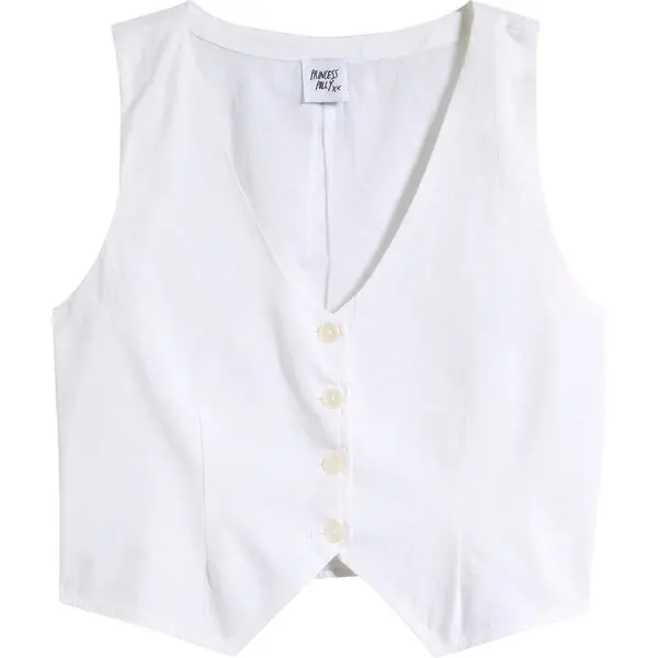 Princess Polly Capone Crop Vest - Ivory