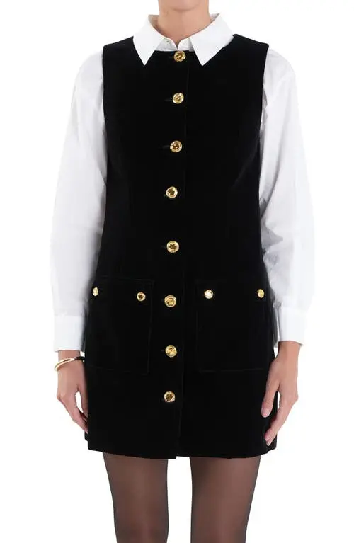 English Factory Sleeveless Velvet Mini Dress