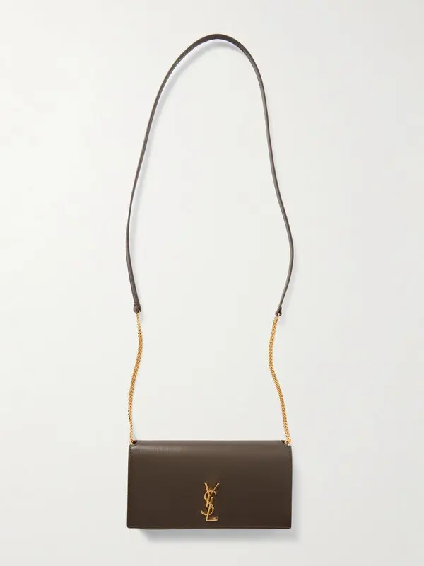 Saint Laurent Cassandre Strap Leather Phone Case - Green