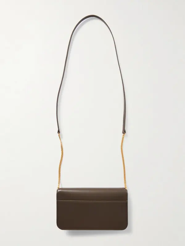 Saint Laurent Cassandre Strap Leather Phone Case - Green