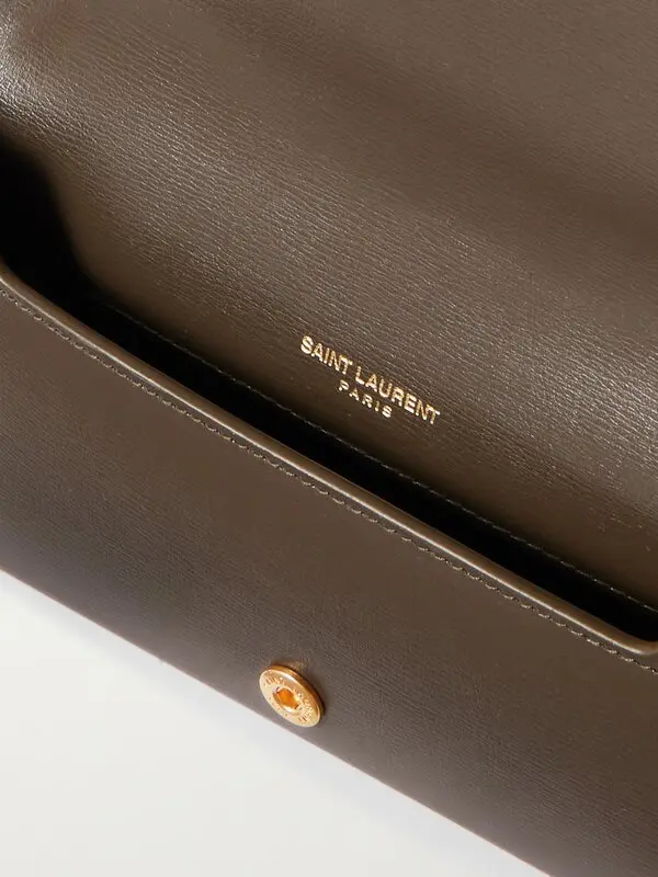 Saint Laurent Cassandre Strap Leather Phone Case - Green