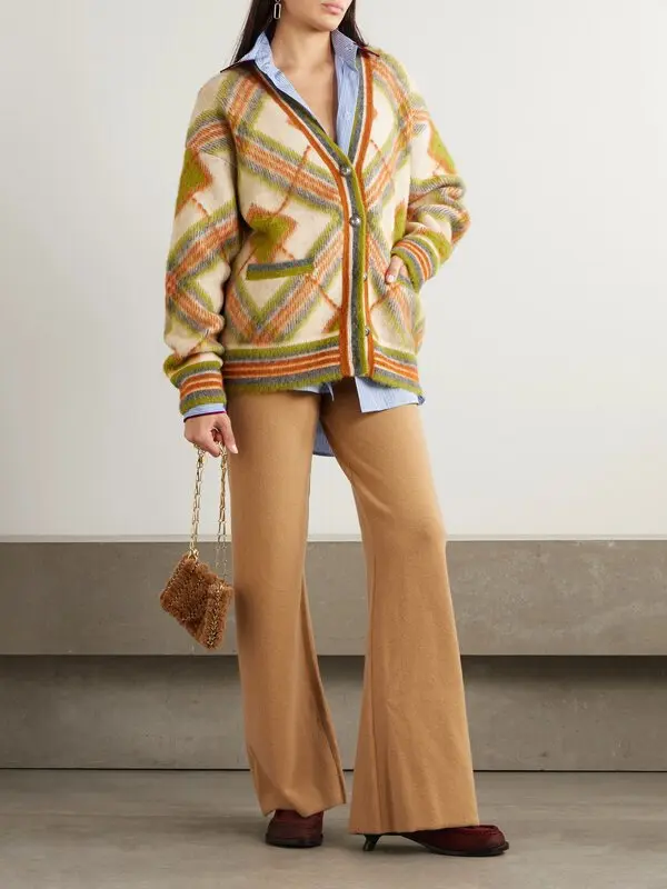 Rabanne Checked Brushed Jacquard-knit Cardigan
