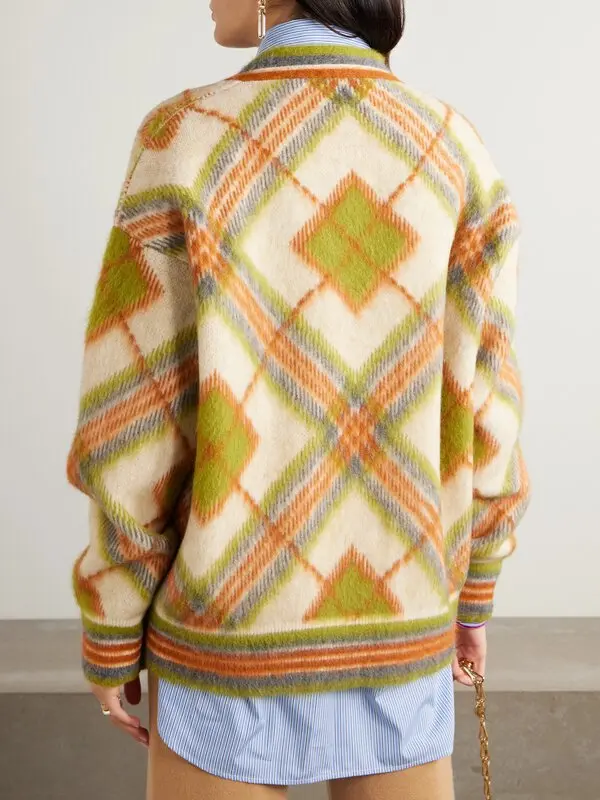 Rabanne Checked Brushed Jacquard-knit Cardigan