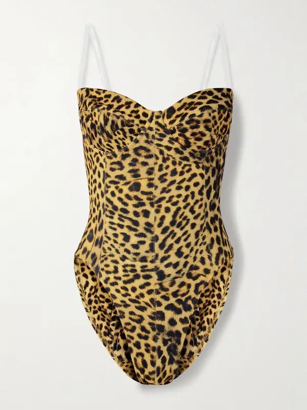 Norma Kamali Mio Leopard-print Strapless Swimsuit - Animal Print