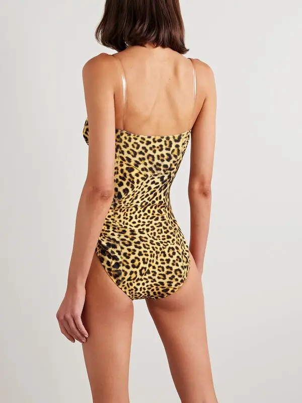 Norma Kamali Mio Strapless Leopard-print Swimsuit