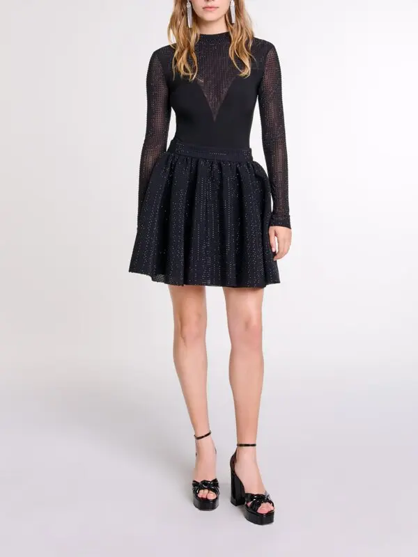 Maje Short Full Rhinestone Skirt - Black
