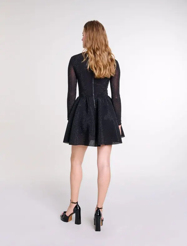 Maje Rhinestone Mini Dress - Black