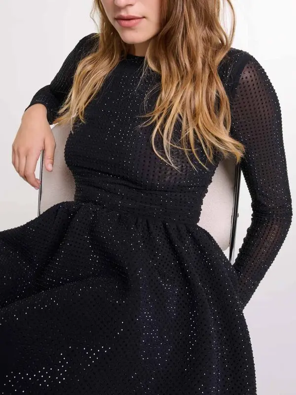 Maje Rhinestone Mini Dress - Black