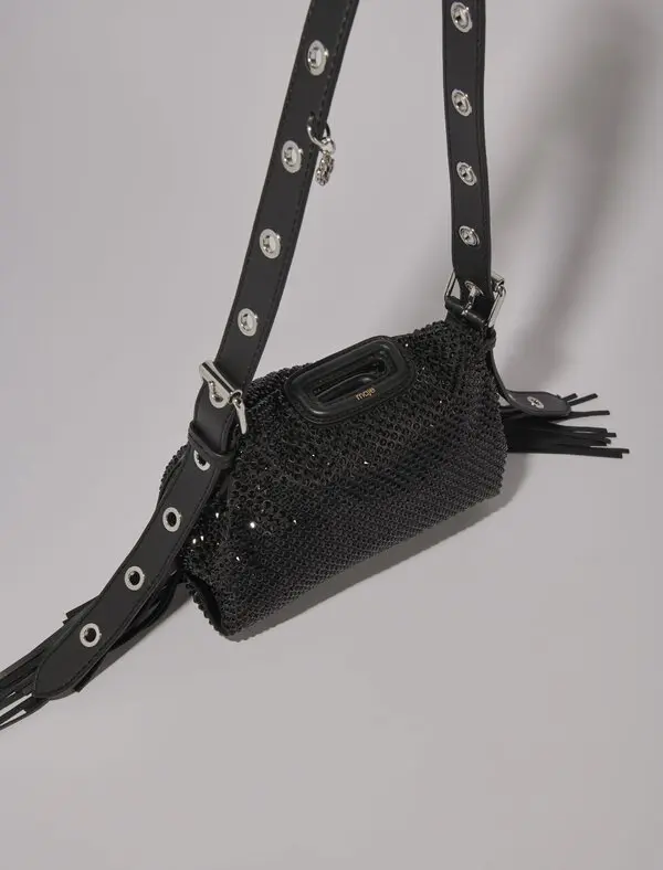 Maje Miss M Mini Rhinestone Bag - Black