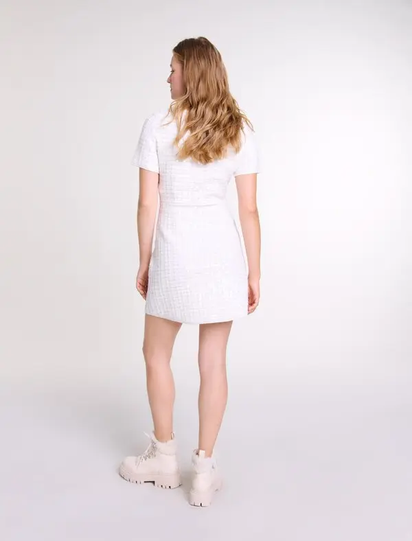 Maje Sequin Knit Mini Shirt Dress