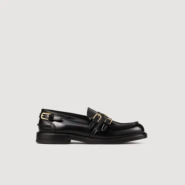 Sandro Buckle Leather Loafers
