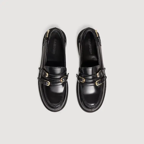 Sandro Buckle Leather Loafers