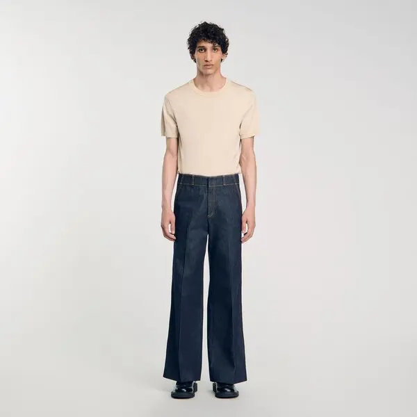 Sandro Wide-leg Flared Jeans - Raw-denim