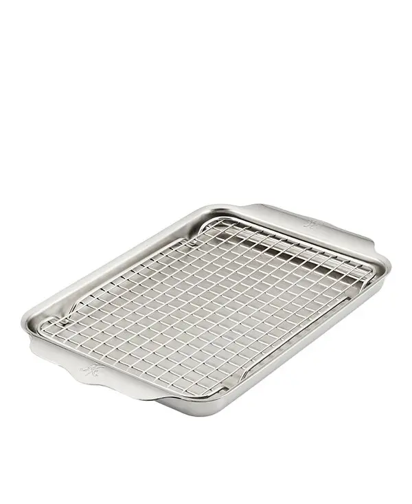 HESTAN Ovenbond 9 X 12 Tri-ply Clad Steel Quarter Sheet Pan With Rack - Stainless