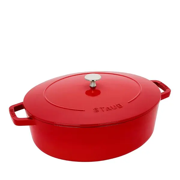 STAUB Cast Iron 6.25 Qt. Wide Oval Dutch Oven - Red
