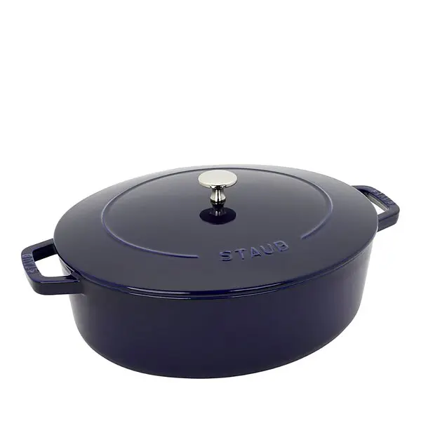 STAUB Cast Iron 6.25 Qt. Wide Oval Dutch Oven - Navy