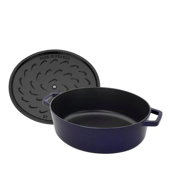 STAUB Cast Iron 6.25 Qt. Wide Oval Dutch Oven - Navy