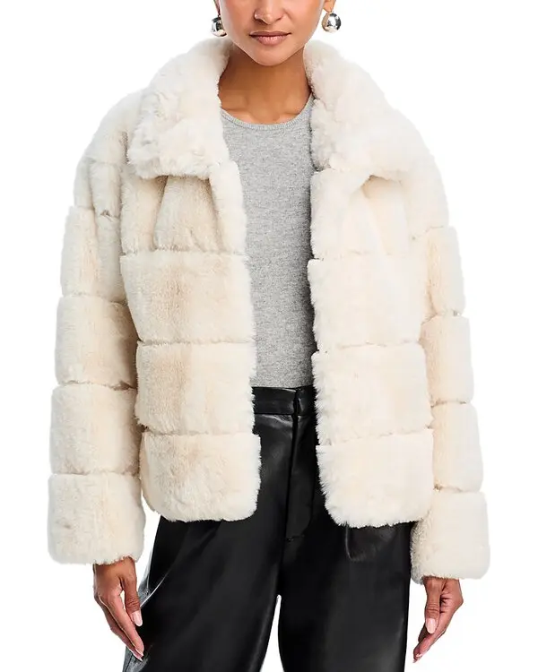 Aqua Eva Faux Fur Jacket - Ivory