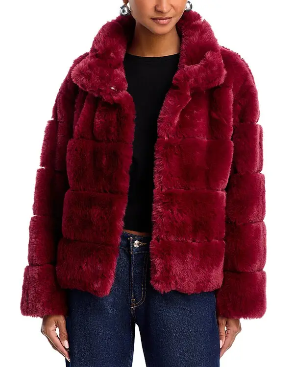Aqua Faux Fur Jacket - Wine Tasting