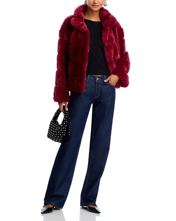 Aqua Faux Fur Jacket - Wine Tasting