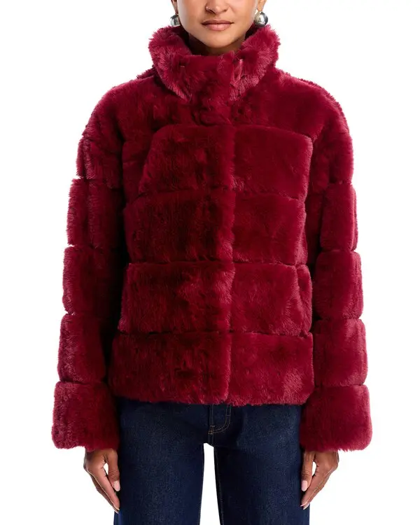 Aqua Faux Fur Jacket - Wine Tasting