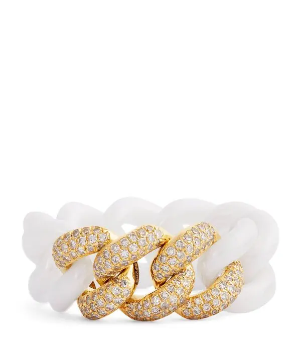Shay Yellow Diamond And Ceramic Essential Link Ring