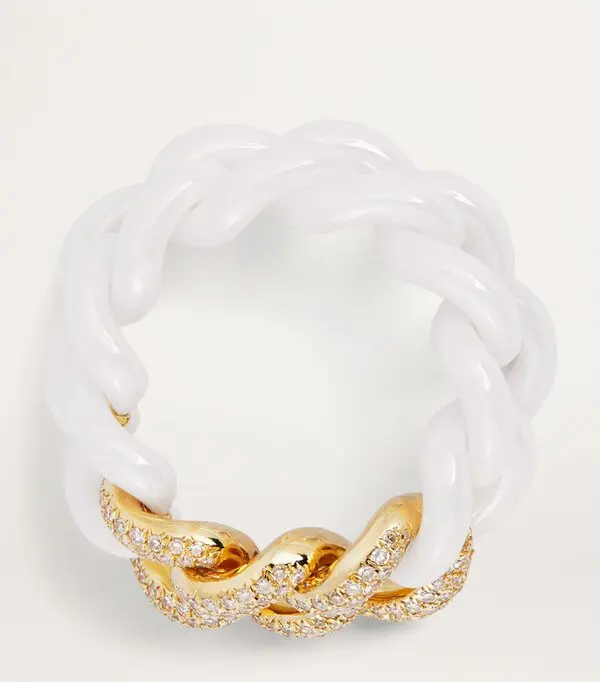 Shay Yellow Diamond And Ceramic Essential Link Ring