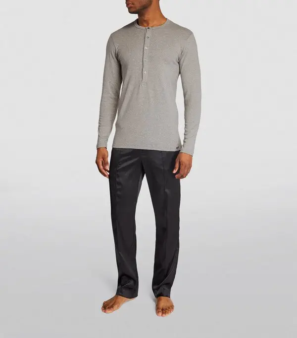 TOM FORD Cotton-blend Lounge Henley Top - Grey