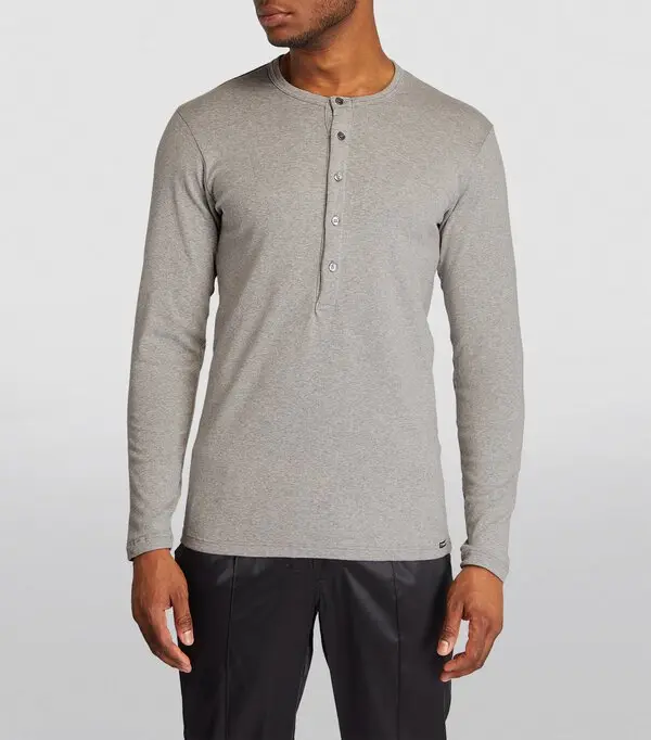 TOM FORD Cotton-blend Lounge Henley Top - Grey