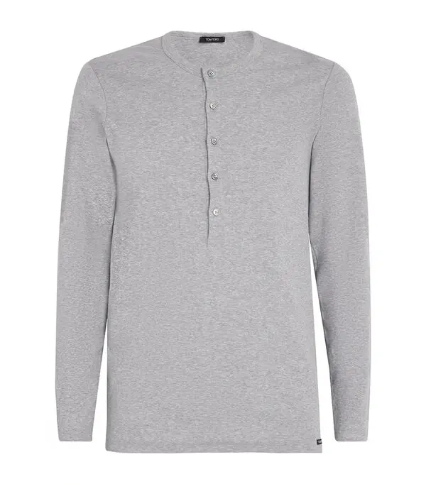 TOM FORD Cotton-blend Lounge Henley Top - Grey