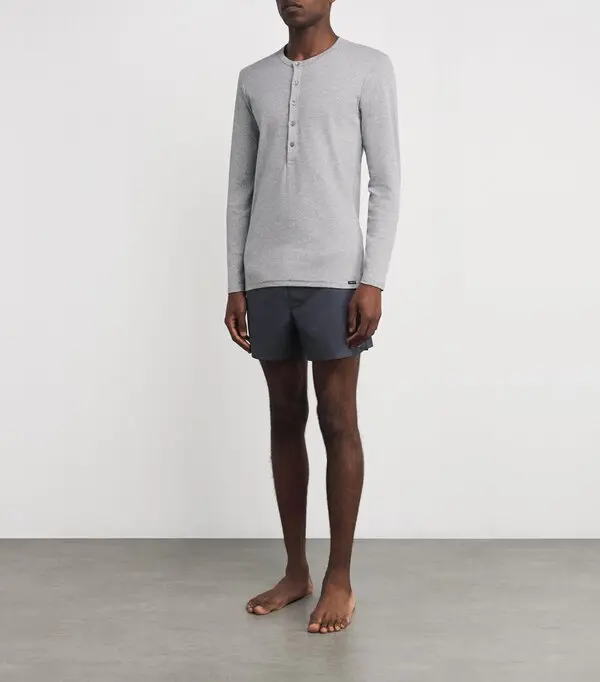 TOM FORD Cotton-blend Lounge Henley Top - Grey
