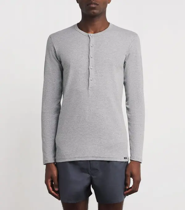 TOM FORD Cotton-blend Lounge Henley Top - Grey
