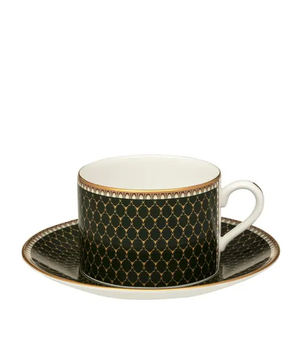 Halcyon Days Antler Trellis Teacup And Saucer - Green