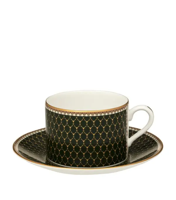Halcyon Days Antler Trellis Teacup And Saucer - Green