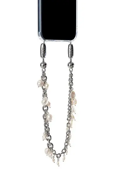 OSSA Rhodium Mixed Metal Mini Wristlet - Pearl