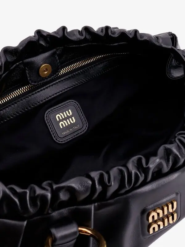 Miu Miu Joie Leather Shoulder Bag - Black | Editorialist