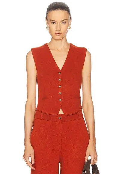 Guest In Residence Tailored Cashmere Vest - Chai