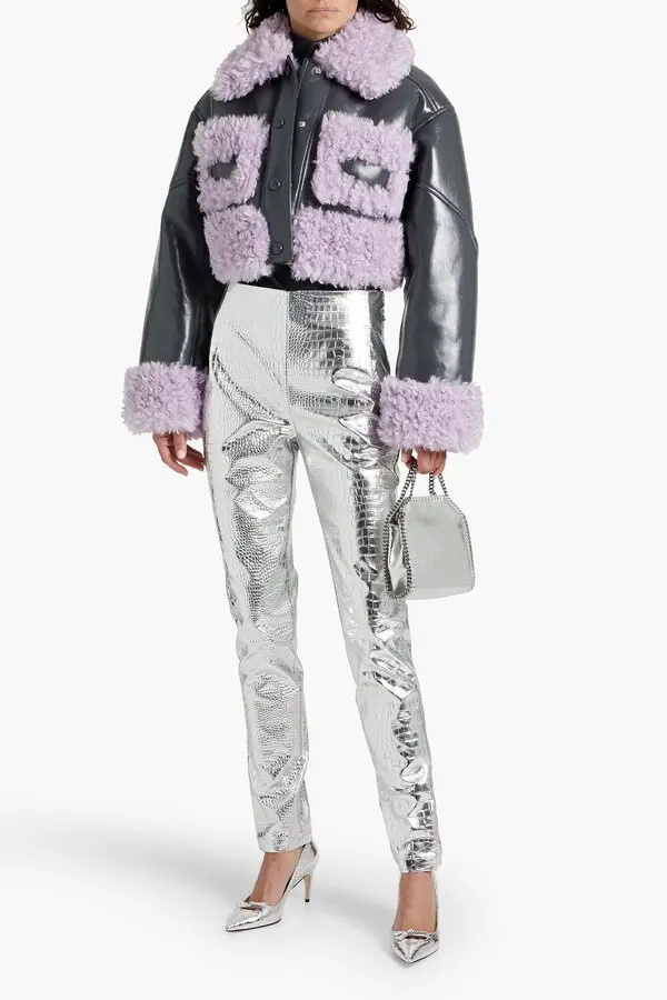 STAND STUDIO Fleur Cropped Teddy Fleece Jacket