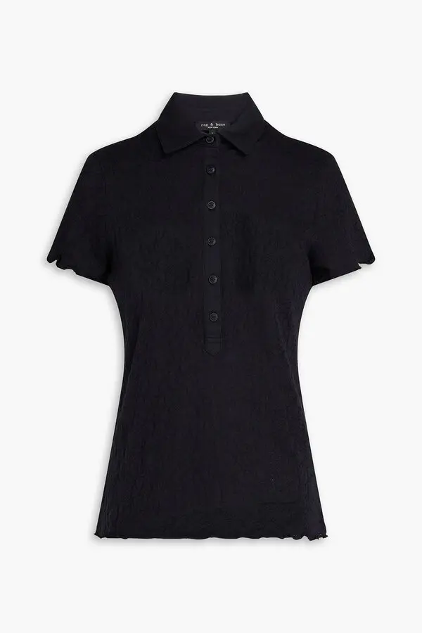 Rag & Bone Gemma Jacquard-knit Polo Shirt - Black