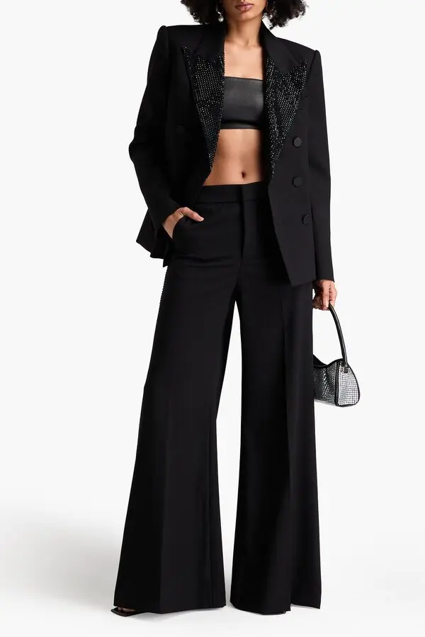 AREA Crystal-embellished Wide-leg Pants