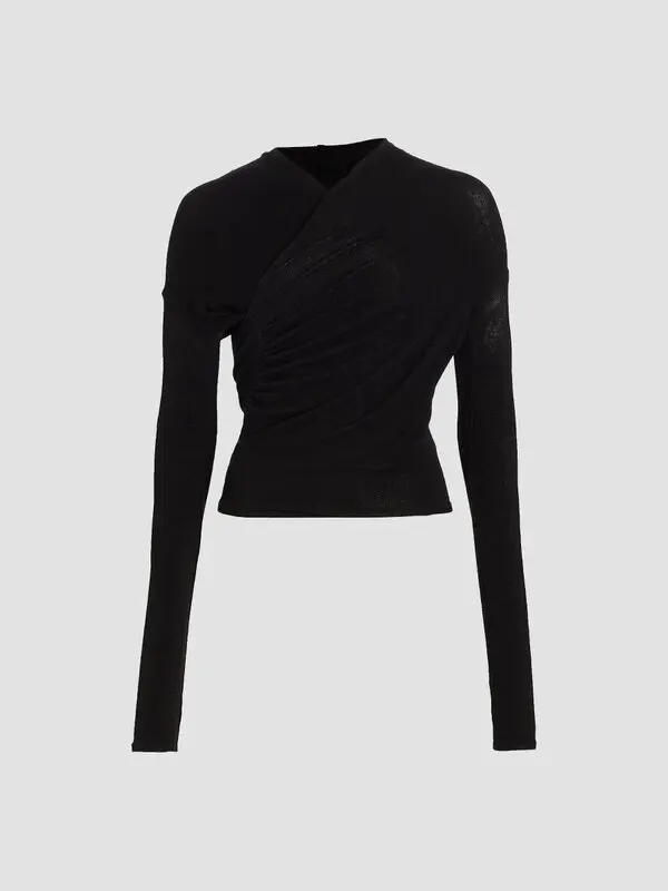 Vince Ruched Long-sleeve Top - Black