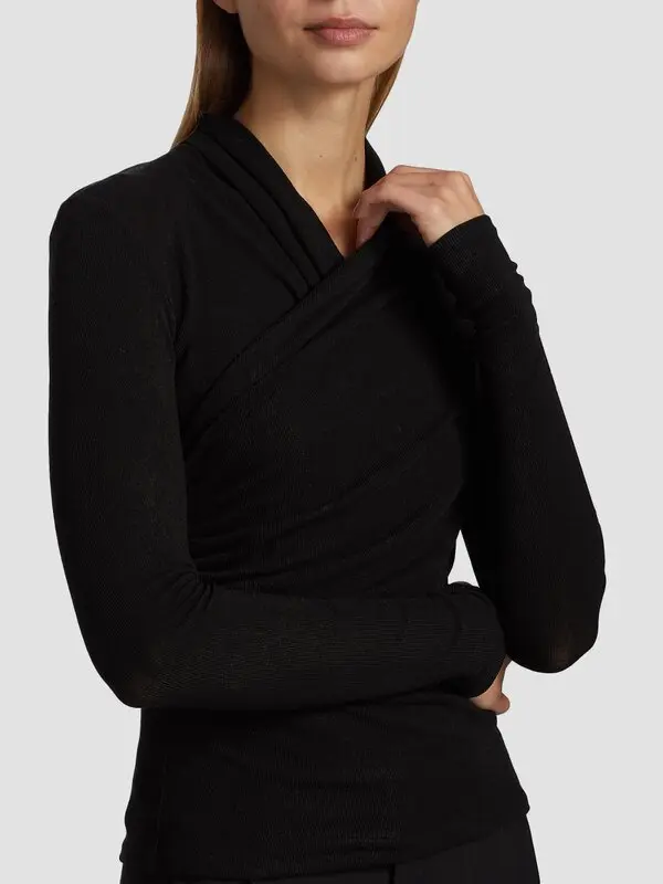 Vince Ruched Long-sleeve Top - Black